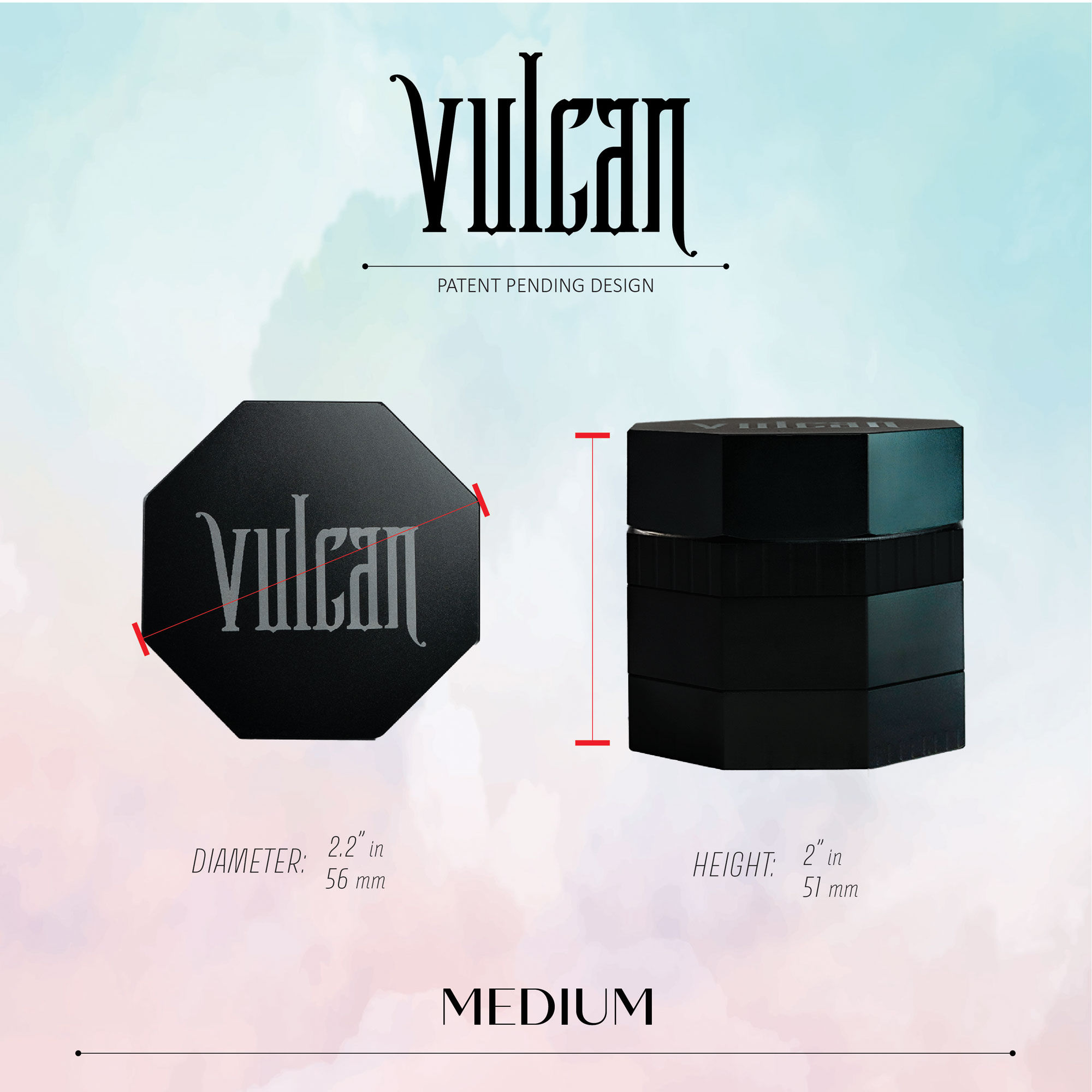 Vulcan 56mm Fully Magnetic 4pc Herb Grinder-Black - Vulcan Grinders