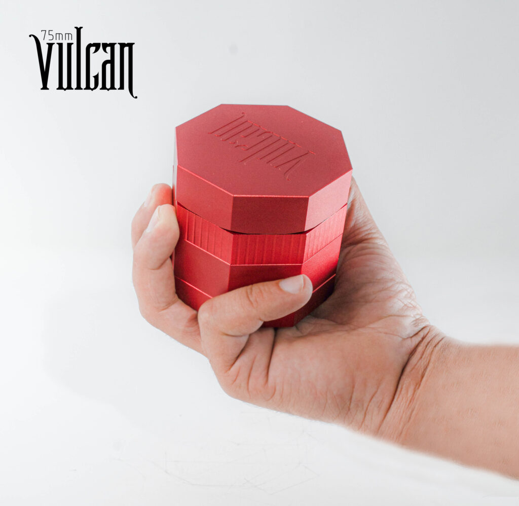 Vulcan 75mm Fully Magnetic 4pc Herb Grinder-Red - Vulcan Grinders