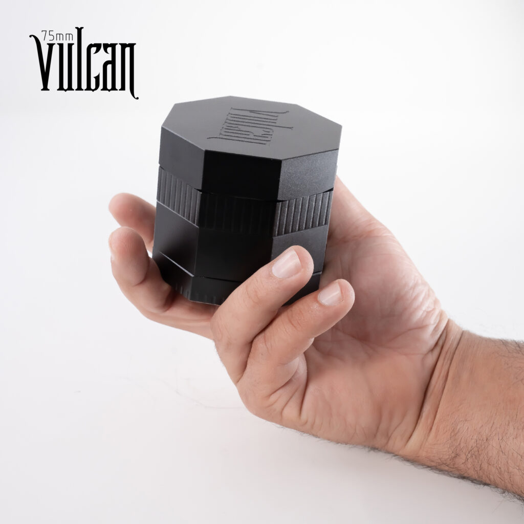 Vulcan 75mm Fully Magnetic 4pc Herb Grinder-Black - Vulcan Grinders