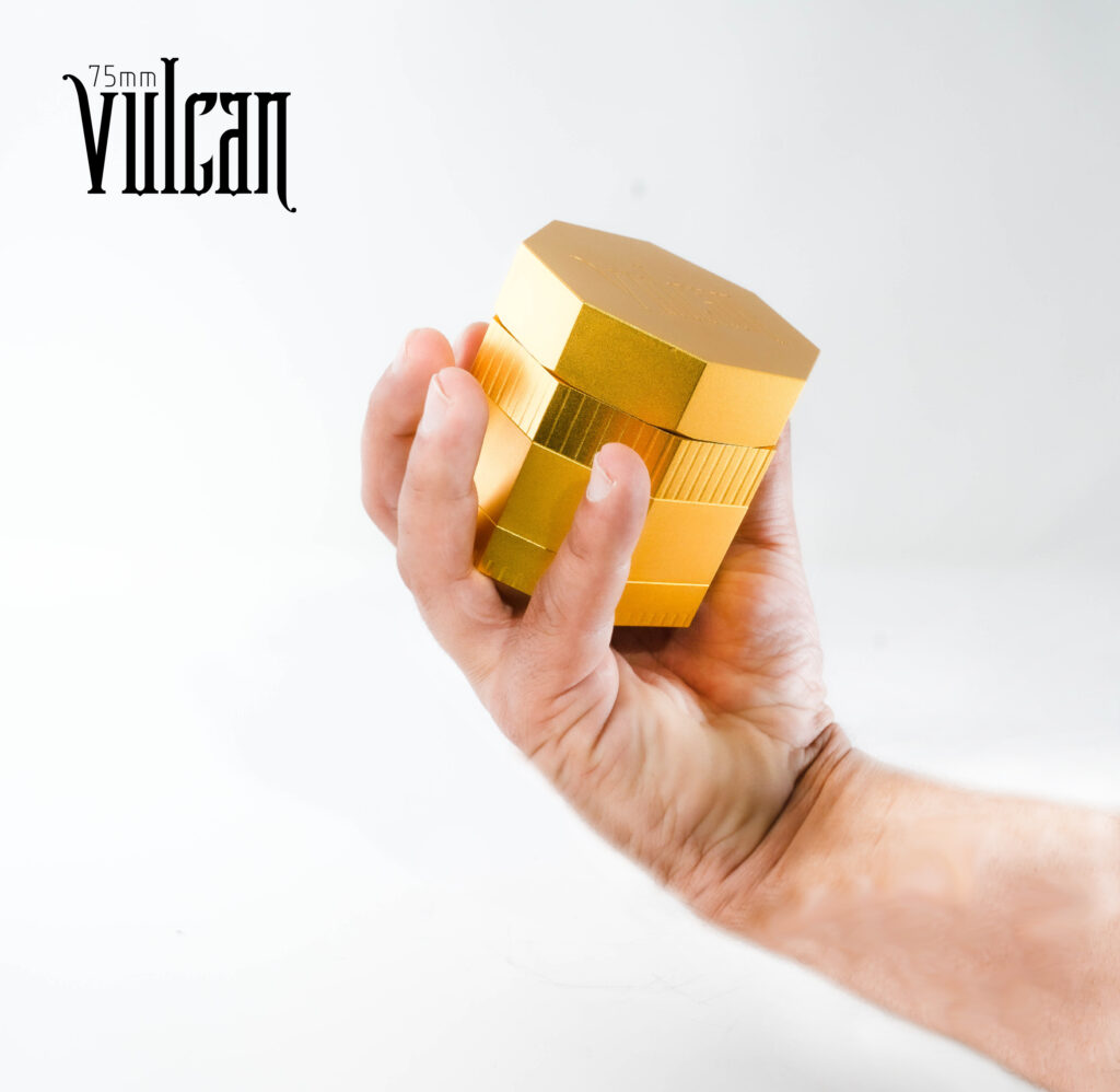 Vulcan 75mm Fully Magnetic 4pc Herb Grinder-Gold - Vulcan Grinders